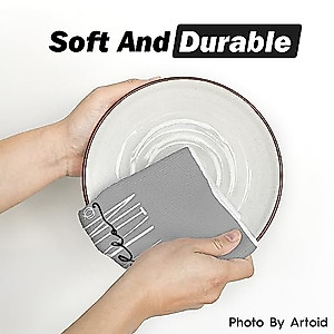 Artoid Mode Blue Eucalyptus Leaves Hello Pumpkin Fall Kitchen Towels Dish Towels, 18x26 Inch Seasonal Give Thanks Decoration Hand Towels Set of 4