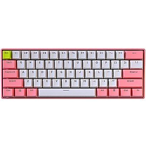 BOYI 61 Mini Keyboard,Boyi 60% Szie RGB Mechanical Keyboard PBT Keycap Cherry MX Switch Gaming Keyboard (Cherry MX Silent Red,Pink Color)