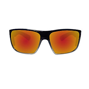 BOMBER MA104RMRF Safety Sunglasses for Men, 2-Tone Smoke Crystal frame, Red Mirror Polycarbonate Safety lens, Non-Slip foam lining, ANSI Z87+ Compliant, Safe for Rugged Activity - MA104RM