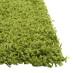 Rugs.com - Über Cozy Solid Shag Collection Rug – 5' x 8' Grass Green Shag Rug Perfect for Bedrooms, Dining Rooms, Living Rooms, 5 x 8 Feet
