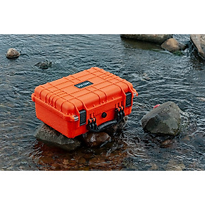 MEIJIA Portable All Weather Waterproof Camera Case with Customizable Fit Foam,Fit Use of Drones, Camera, Equipments, Pistols,15.98x12.99x6.85inches(Orange)