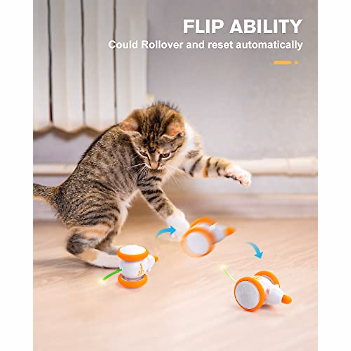 Hoofun Automatic Interactive Cat Toys for Indoor Cats: Pet Play Ball Kittens Electronic Rat Cats Toys with LED Lights Kitten Toys Mice Smart Toys, Cats Toys with Motion Wheel (Mouse)