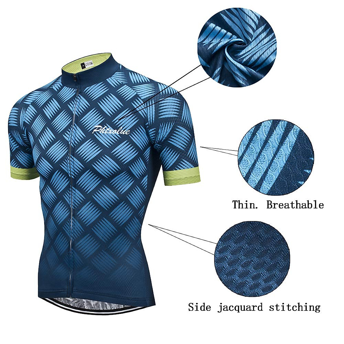 PHTXOLUE Cycling Kit Men Cycling Jersey Set Cycling Bib Shorts Bicycle Jersey Shirts Outfit Uniform Clothes (Black Blue-1, Medium)