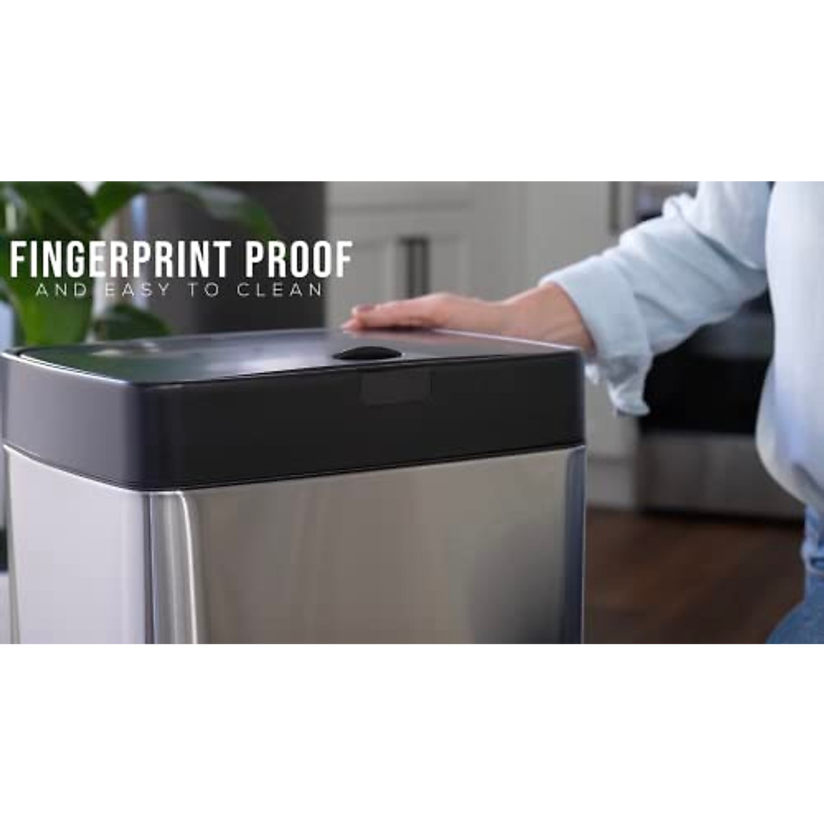 SIMPLI-MAGIC Sensor Trash Can Automatic Touchless Kitchen Garbage Bin, Stainless Steel, 13 Gallon