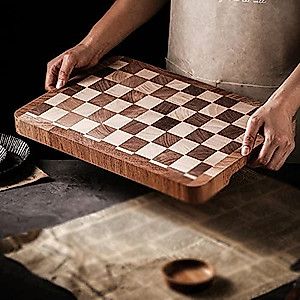MMOOCO Chopping Board, Creative Chessboard Cutting Board Wood Chopping Block Moist-Proof Kitchen Board
