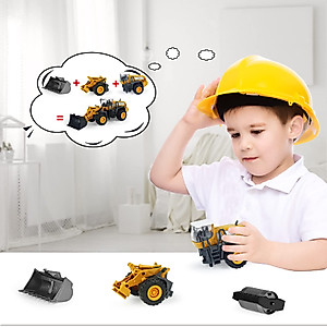 Hapavis Construction Vehicles Toys Set with Road Roller Snow Plow Forklift Bulldozer Alloy Construction Site Vehicles