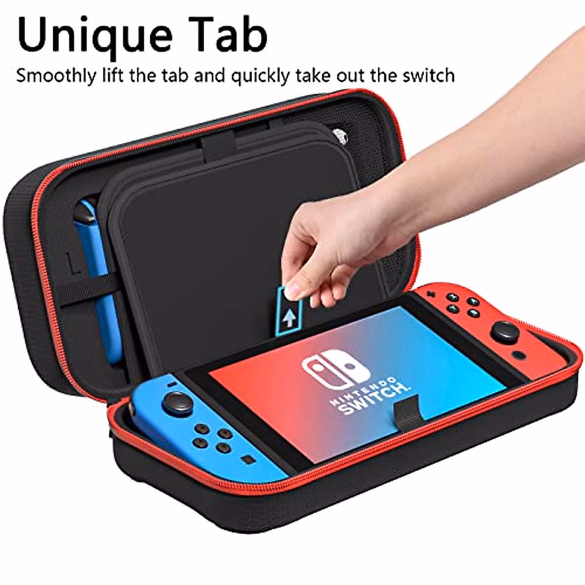 Fenolical Carrying Case Compatible with Nintendo Switch/OLED - Fit for Joycon and AC Adapter, Portable Hard Shell Pouch Carrying Travel Bag for Accessories Holds 20 Game Cartridge, Red