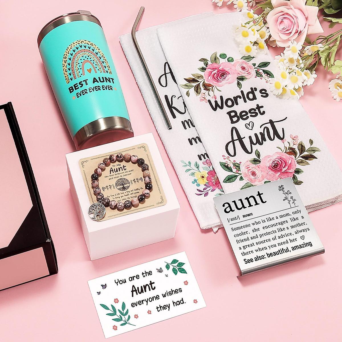 BuiltFit Aunt Gifts Aunt Birthday Gift from Niece - Birthday Gifts for Aunts from Nephew, Christmas Gifts for Aunts, Mothers Day Gift for Aunt, Auntie, Best Aunt Ever Wine Glass Tumbler Gift Box