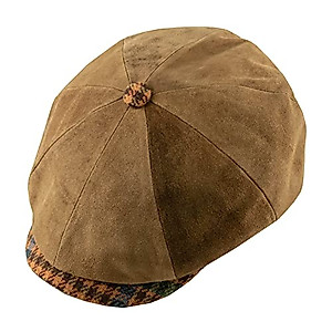 Alfonso D'Este Kioto-18 Leather Newsboy Cap Size L Marron