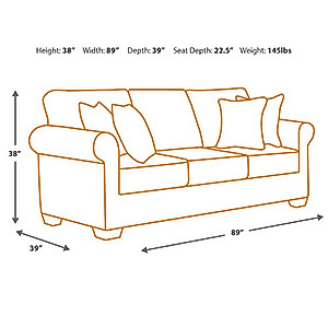 Signature Design by Ashley Larkinhurst Faux Leather Sofa with Nailhead Trim and 2 Accent Pillows, Brown