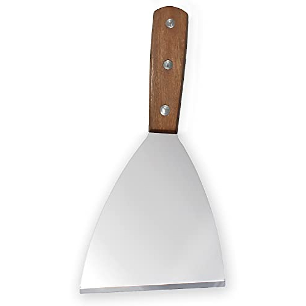 Stainless Steel Spatula Slant Grill Griddle Scraper Diner Flat Straight Blade Wood handle (L)