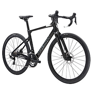 KABON Full Carbon Road Bike, 700C Carbon Fiber Frame Road Bike with Shimano 105 22 Speed Disc Brake Racing Bicycle with Carbon Wheelset (Black, 53cm)