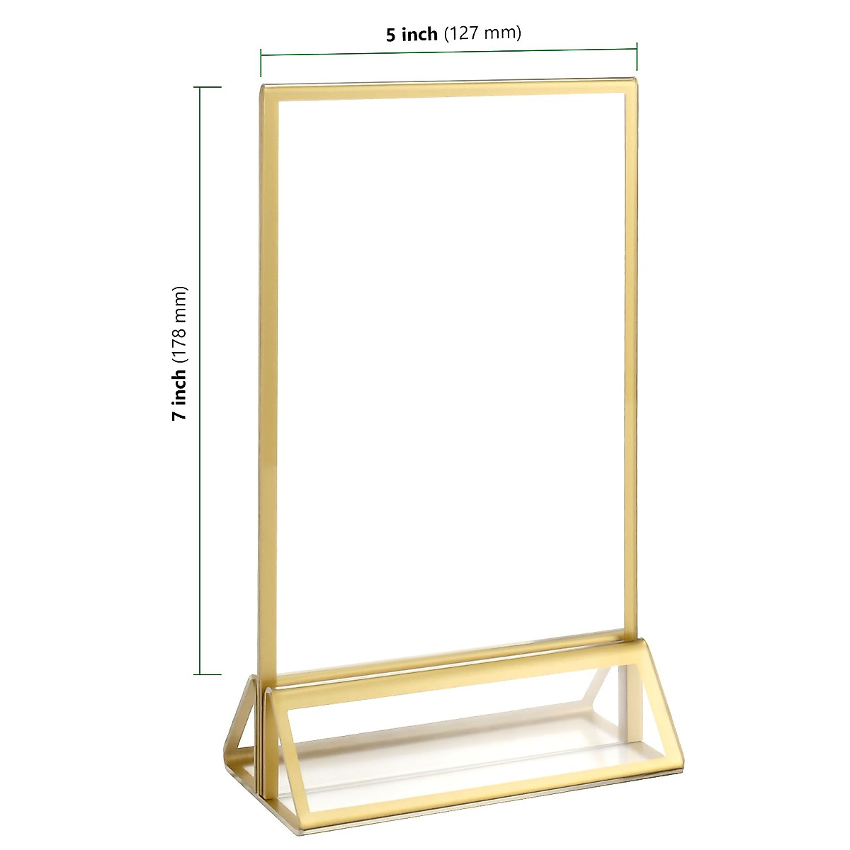 HAKZEON 8 PCS 5 x 7 Inch Acrylic Gold Sign Holder, Gold Acrylic Frames, Gold Acrylic Stands for Display Acrylic Gold Table Number Holders for Table Numbers, Pictures, Menu Display