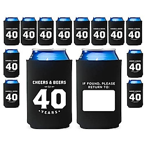 Generic Happy Birthday and Wedding Anniversary Insulated Can Beverage Sleeve Coolers for Beer, Water, Soda - 13 Pack (40th Birthday)