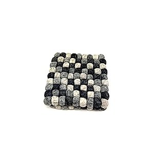 Handmade Trivet, Felt Ball Trivet, Potholders, Trivets, 100% Wool, Felt, Hot Pot Holders (Set of 2) Hot Pads, Flexible, Durable, Heat Resistant Mat, Mats, Square Trivet (Multi Gray, Square)