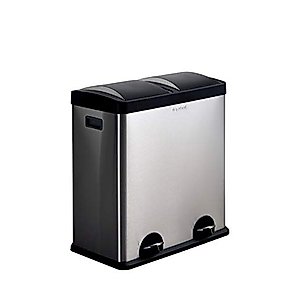 Step N' Sort The 16 Gal. 2-Compartment Stainless Steel Trash and Recycling Bin