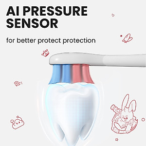 Oclean Kids Air 2 Electric Toothbrush with 4 Brush Heads and Ultra Quiet Rechargeable Toothbrush,2.5H Fast Charge for 40 Day Use,2 Min Built-in Timer, Gifts for Kids Age 6+ Teens Boys Girls-Pink