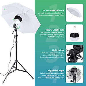HPUSN 8.5 x 10 ft Background Support System, Photo Video Studio Light Kit 5400K Umbrellas Softbox Continuous Lighting Kit for Photo Studio Product, Portrait and Video Shoot Photography