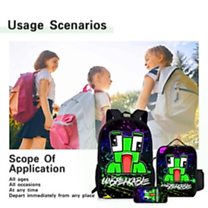 UZIAH 3Pcs Anime Backpack Set Cartoon Backpack Set 17 Inch with Lunch Bag Pencil Case Book Bag Backpack