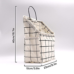 River-CJ 2 Pcs Wall Hanging Storage Bag, Cotton and Linen Waterproof Closet Storage Bag, Over The Door Hanging Storage Organizer, for Bedroom, Bathroom, Hallway, Entryway (Off White)
