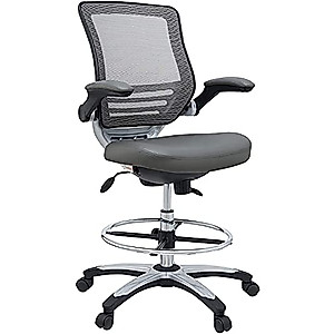 Modway EEI-211 Edge Drafting Chair - Reception Desk Chair - Flip-Up Arm Drafting Chair in Gray
