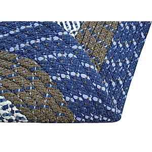 Better Trends Country Braid Collection 2-Piece Set Durable & Stain Resistant Reversible Chair Pads with Ties 100% Polypropylene in Vibrant Colors, 15" Round, Chambray Stripe