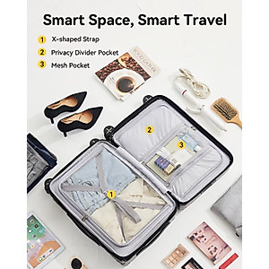 LUGGEX 3 Piece Luggage Sets with Spinner Wheels - 100% Polycarbonate Expandable Hard Suitcases with Wheels - Travel Luggage TSA Approve (Black, 20/24/28)