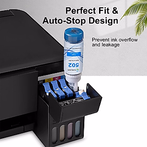 DLMELHOR Compatible for Epson 502 Refill Ink Bottle Kit T502 Premium Ink for EcoTank ET-2720 ET-2800 ET-2760 ET-2803 ET-4700 ET-3760 ET-15000 Printers 2xBlack, Cyan, Magenta, Yellow,5-Bottles 100ML