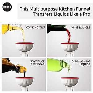 OTOTO Magic Mushroom Small Funnel - Kitchen Funnels for Filling Bottles or Containers - Silicone Funnel, Plastic Funnel for Liquids - 100% Food Safe, BPA-Free, Dishwasher Safe Collapsible Funnel