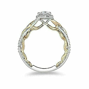 14K Two-tone Gold Over Pear & Round Cut White Diamond Enchanted Engagement Bridal Ring Set In 925 Sterling Silver for Women's