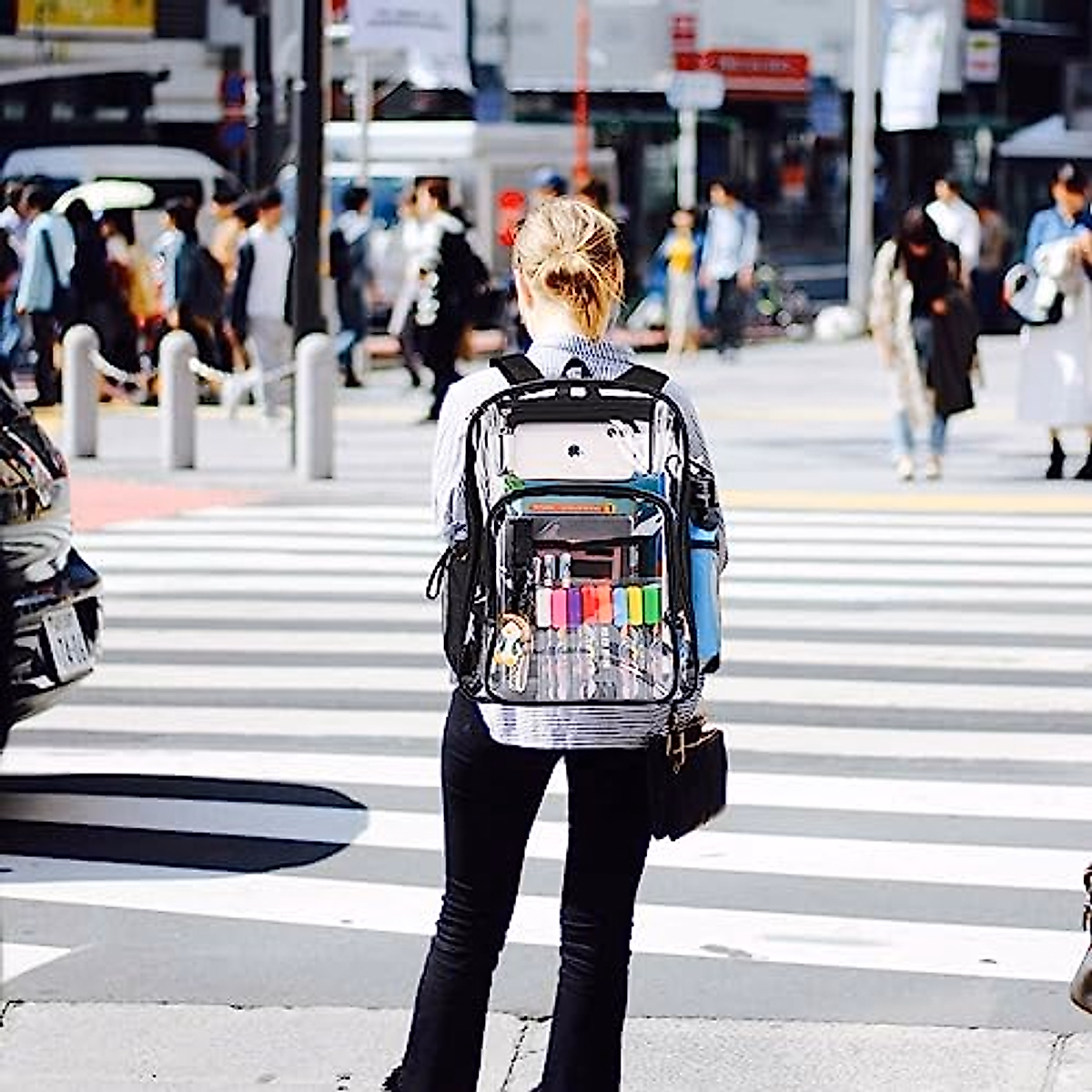 Birity Clear Backpack Heavy Duty,Large PVC Transparent Backpack,See Through Book Bag,Transparent Backpack For Teenager and Adults,Clear Bookbag for School,Sports,Work,Travel, College