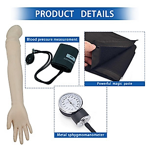 Blood Pressure Training Arm Simulator, BP Training Arm Manikin Practice Kit with Korotkoff Gap Sound Blood Pressure Cuff Stethoscope LCD Display Model for Education Teaching Skills