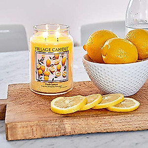 Village Candle Fresh Lemon Large Apothecary Jar, Scented Candle, Yellow, 21.25 oz.