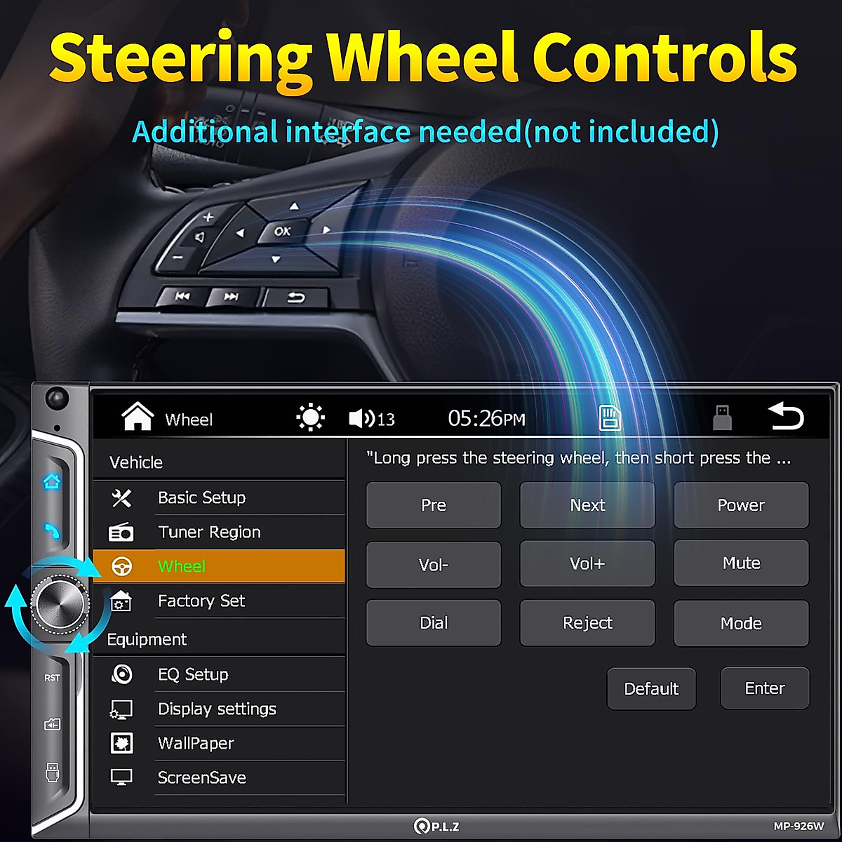 PLZ 7" Wireless Double Din Car Stereo Apple Car Play Radio Carplay Android Auto QLED Touch Screen, Bluetooth 5.3 Audio Receivers, 1080P Backup Camera, 4.2 Channel Outputs 240W, 2 Subwoofer, FM/AM, SWC