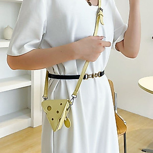 PU Coins Bag Handbag Exquisite Cheese Shape Purses Triangle Lipstick Headphone Small Crossbody Bags Yellow