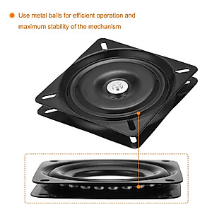 MECCANIXITY 6inch Metal Lazy Susan Turntable 360 Degree Rotating Swivel Steel Ball Bearing Stand for Kitchen Cabinet, Square shape Black 1Pack