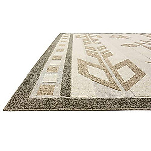 Unique Loom Modern Collection Geometric, High-Low Pile, Vintage, Arrows, Indoor and Outdoor Area Rug, 9 ft x 12 ft, Light Brown/Beige