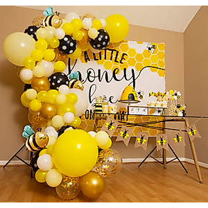 ALL-IN-1 Bee Balloons Garland Kit & Arch - Small and Large Black Yellow and White Bumble Bee Balloons for What Will It Bee Gender Reveal Party Supplies, Baby Shower Decorations, or Honey Bee Birthday