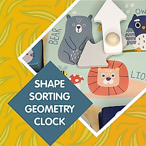 LEO & FRIENDS Shape Sorting Clock - 1 to 12 Removable Number Blocks Included, Learn How to Tell Time, Premium Wooden Educational Toy, Fun Puzzle Stacking and Sorting for Children Ages 3+