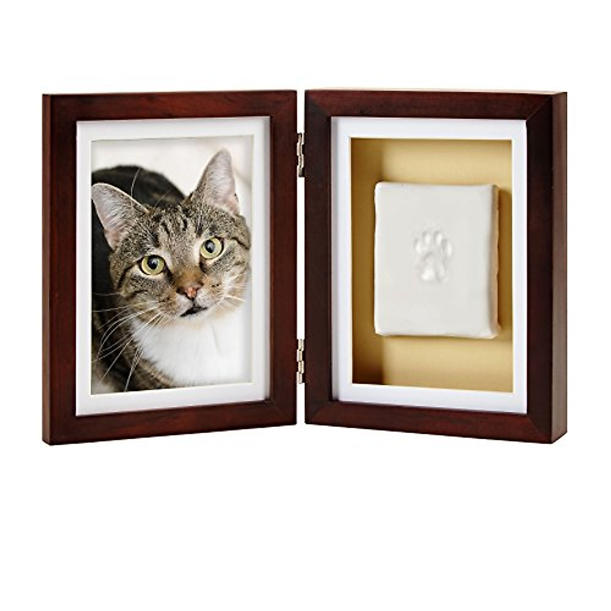 Pearhead Dog or Cat Pawprint Tabletop Photo Frame With Clay Imprint Kit, Tabletop Pet Keepsake Picture Frame, Paw Print Making Kit Included, 4" x 6" Photo Insert, Espresso