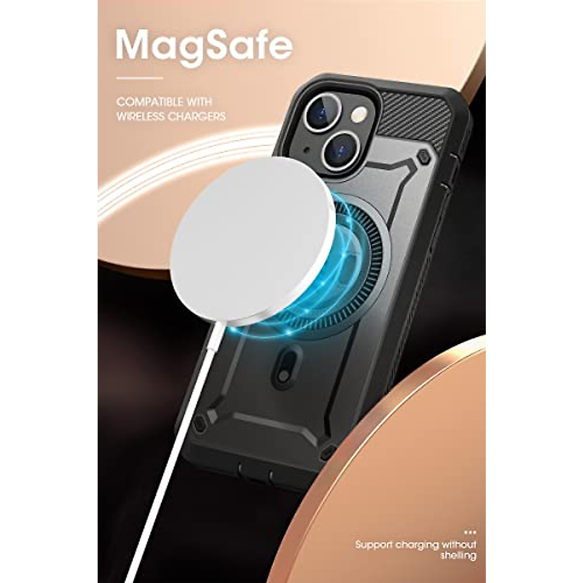 SUPCASE Unicorn Beetle Pro Mag Case for iPhone 14 Plus 6.7", Compatible with MagSafe Full Body Rugged Case with Built-in Screen Protector & Kickstand & Belt-Clip (Black)