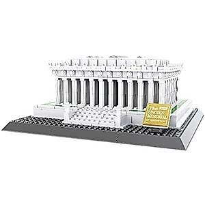The Lincoln Memorial Building Blocks Toy Bricks Well Detailed Set Architecture Toy Gift for Adults and Teens Washington DC Bricks Modular Set with Memorial Sign Marker for Teens and Adults