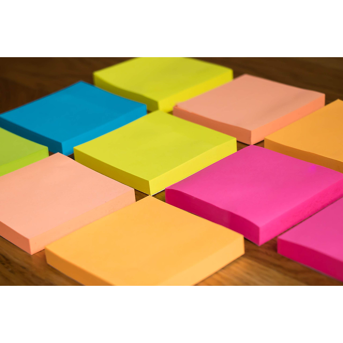 Sticky Notes 3x3 in (12 Pads) Bright Colored Super Self Sticky Pads - 100 Sheets / Pad - Easy to Post for School, Office Supplies, Desk Accessories