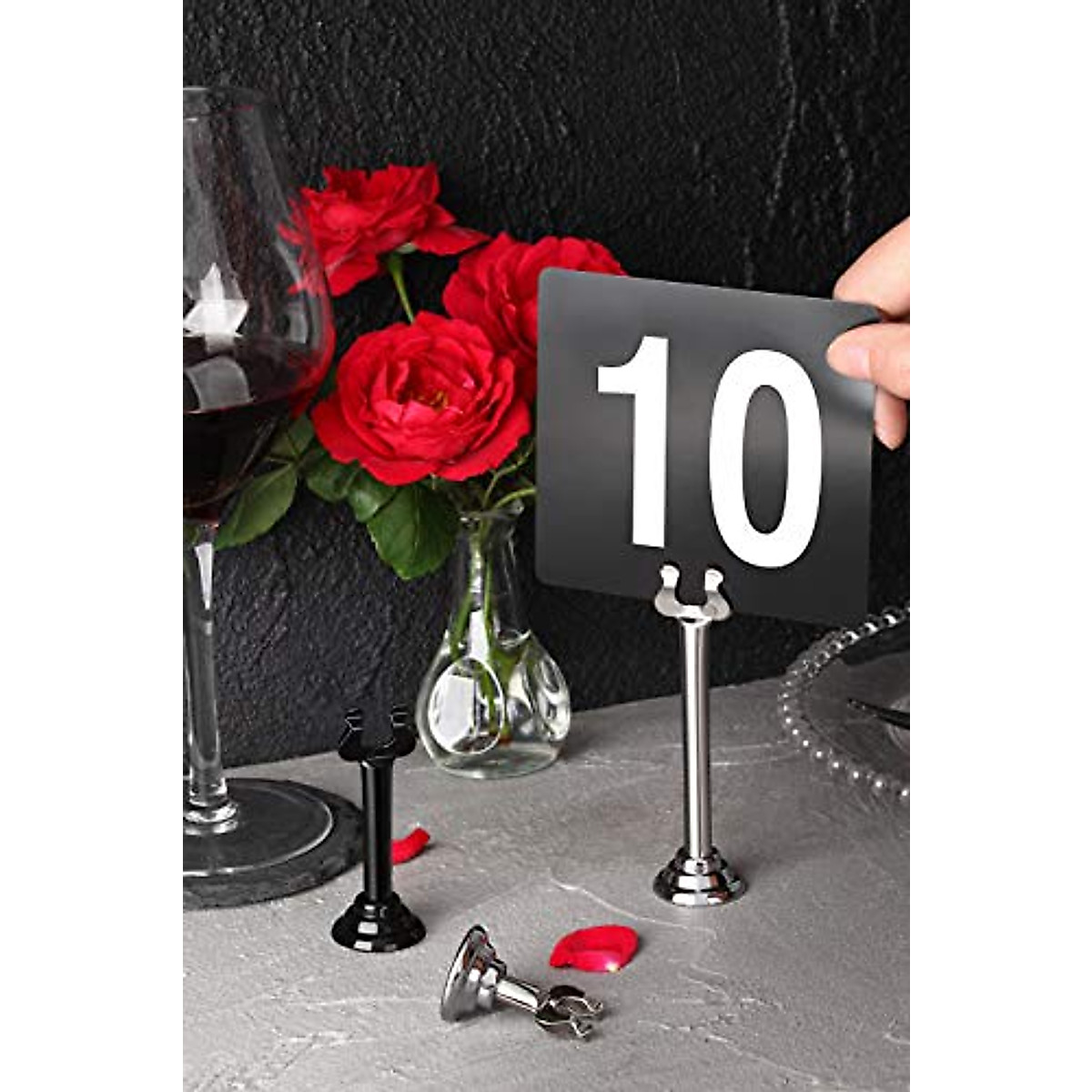 New Star Foodservice 27747 Triton/Ring-Clip Number Holder/Number Stand/Place Card Holder, Set of 12, 1.5-Inch, Black