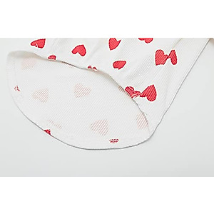 Cute Soft Dog Vest Roll Collar Breathable Doggy Shirts Clothes with Red Heart for Small and Medium Dogs and Cats Birthday Holiday Party (White-red, M)