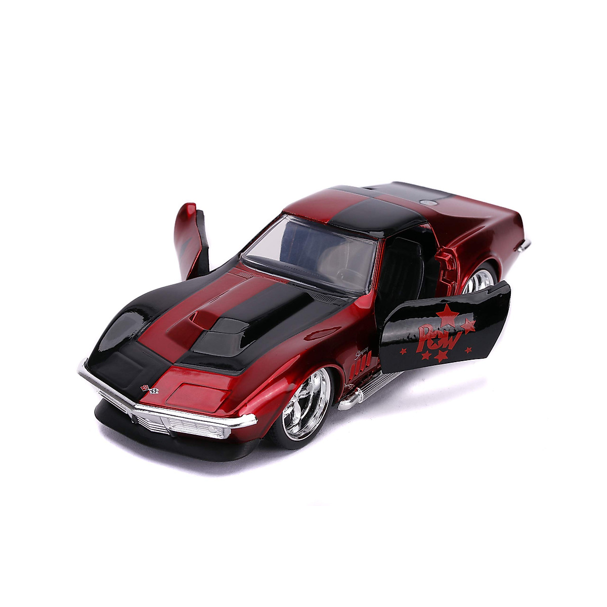 Jada Toys DC Comics 1:32 Harley Quinn 1969 Chevy Corvette Stingray Die-cast Car, Toys for Kids and Adults
