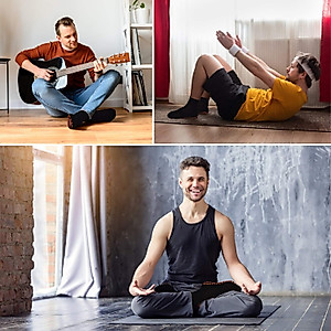 GRPSKCOS Non Slip Socks for Men House Socks with Grips 3 Pairs Anti-Skid Yoga Pilates Tile Wood Floors Hospital Slipper Socks (02 Black+black+black, 7-10)