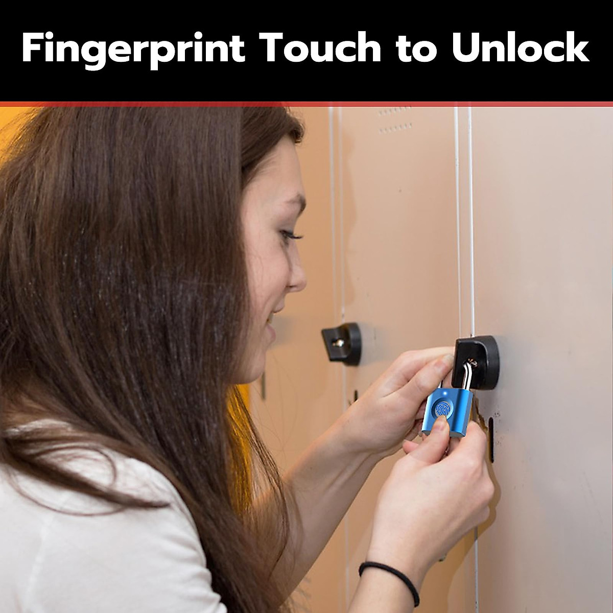 Smart Padlock Gym Lock [2-Pack, Black & Silver] eLinkSmart Mini Fingerprint Padlock, Colourful Metal Keyless Thumbprint Lock for Luggage, School Bag, Toolbox, Gym Locker