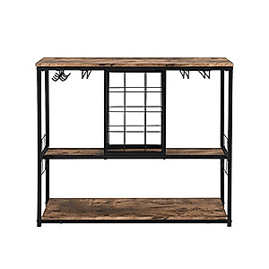 CIATRE Wine Rack Table, Wine Rack Kitchen Bar 3 Tier Storage Rack, Wooden Wine Cabinet Wine Cabinet with Bottle Rack and Glass Rack for Home Kitchen Dining Room, 40 Inch
