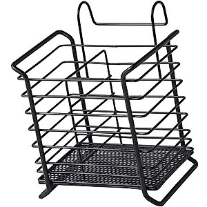 ceramic Utensil Caddy Iron Chopsticks Holder， Hanging Cutlery Drying Basket Draining Chopsticks Rack， Tableware Organizer Pen Holder chopstick holder (Color : Black)